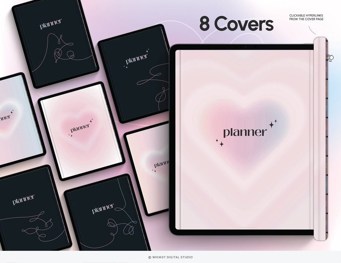 BTS KPOP Undated Digital Planner Dark Mode Sunday Monday Start - Etsy