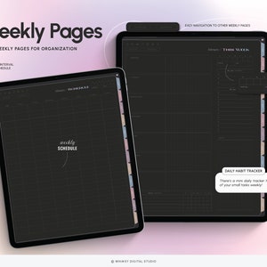 BTS KPOP Undated Digital Planner Dark Mode Sunday Monday Start ...