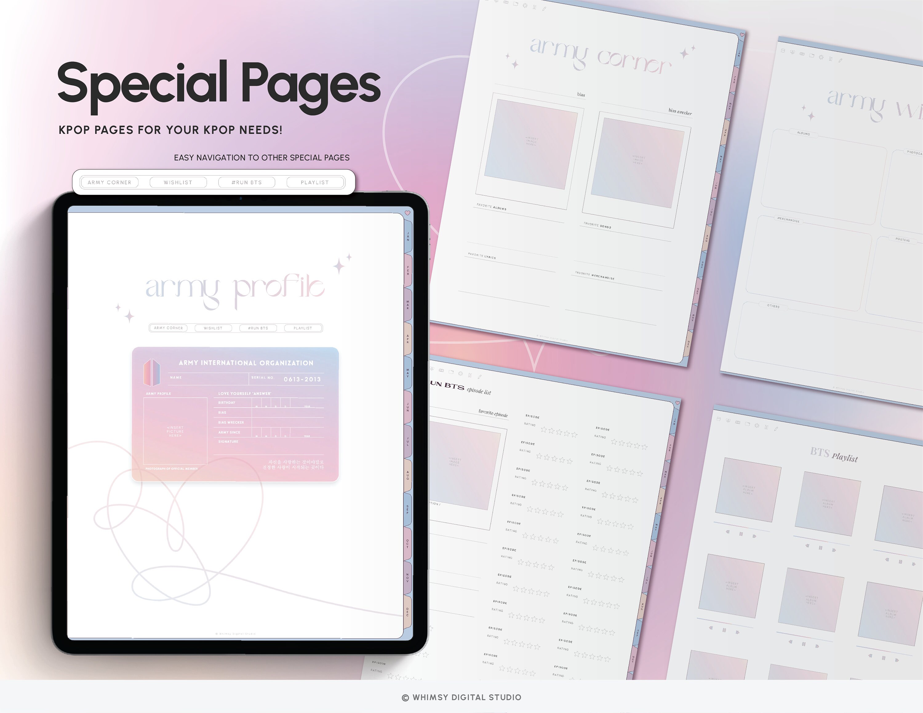 BUNDLE Digital Planner & Notebook BTS KPOP Light Mode - Etsy