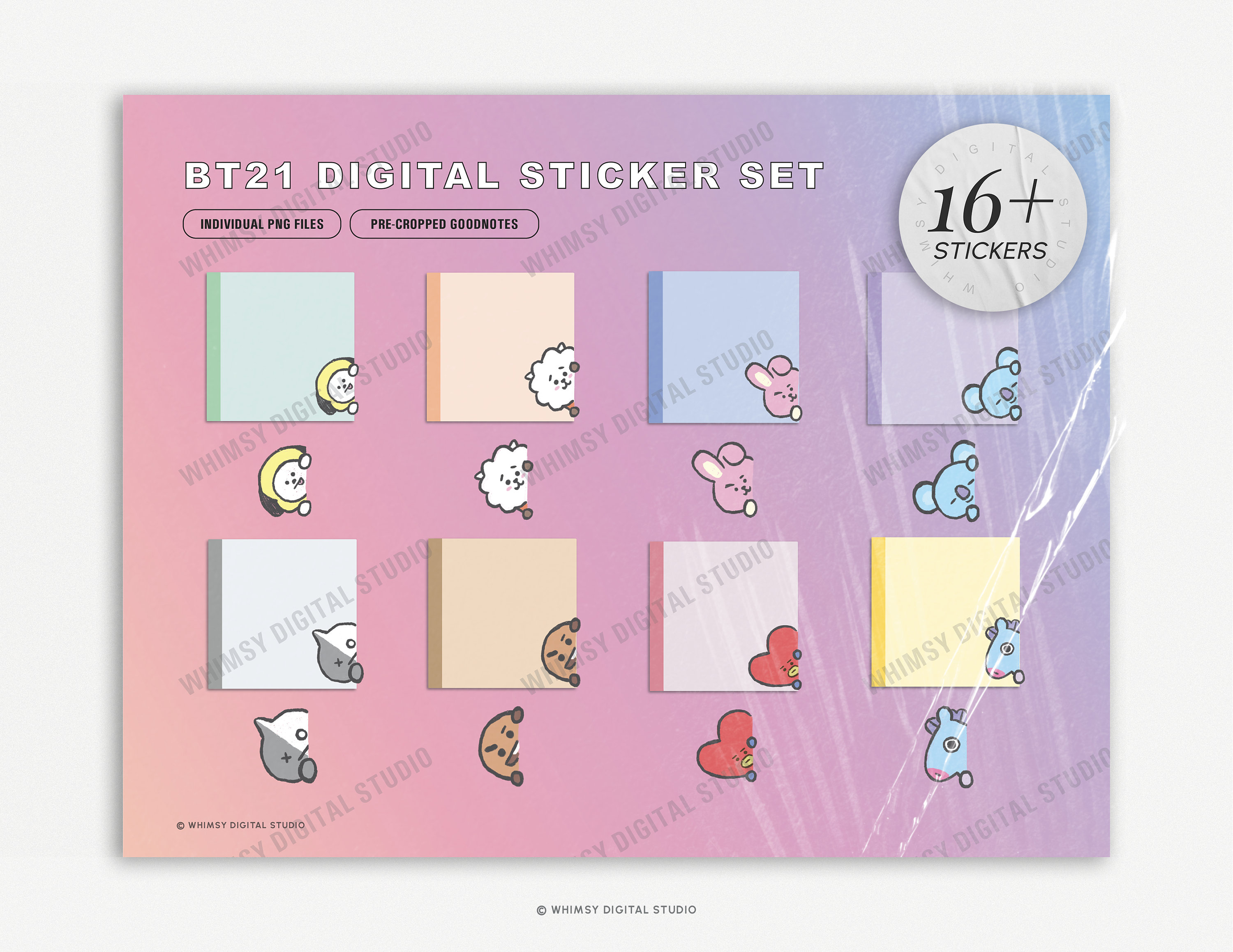 BT21 Digital Stickers | Goodnotes, iPad Planner, PNG, BTS, Sticker Pack ...