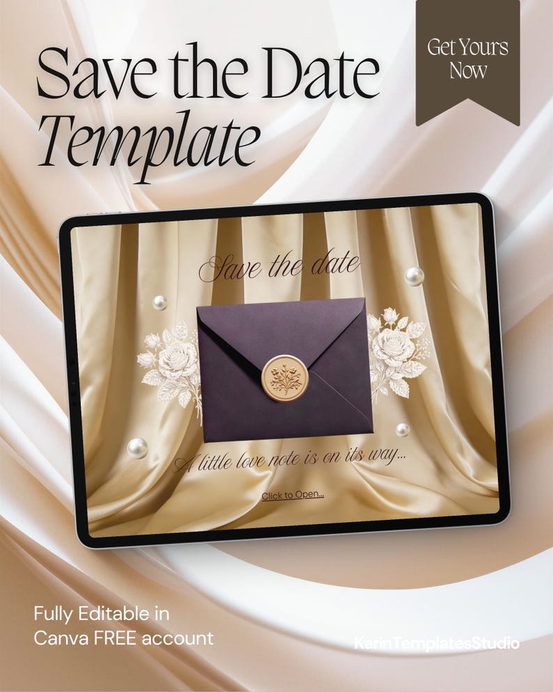 Save the Date Wedding Digital Template, Gold Lace Wedding Website With ...