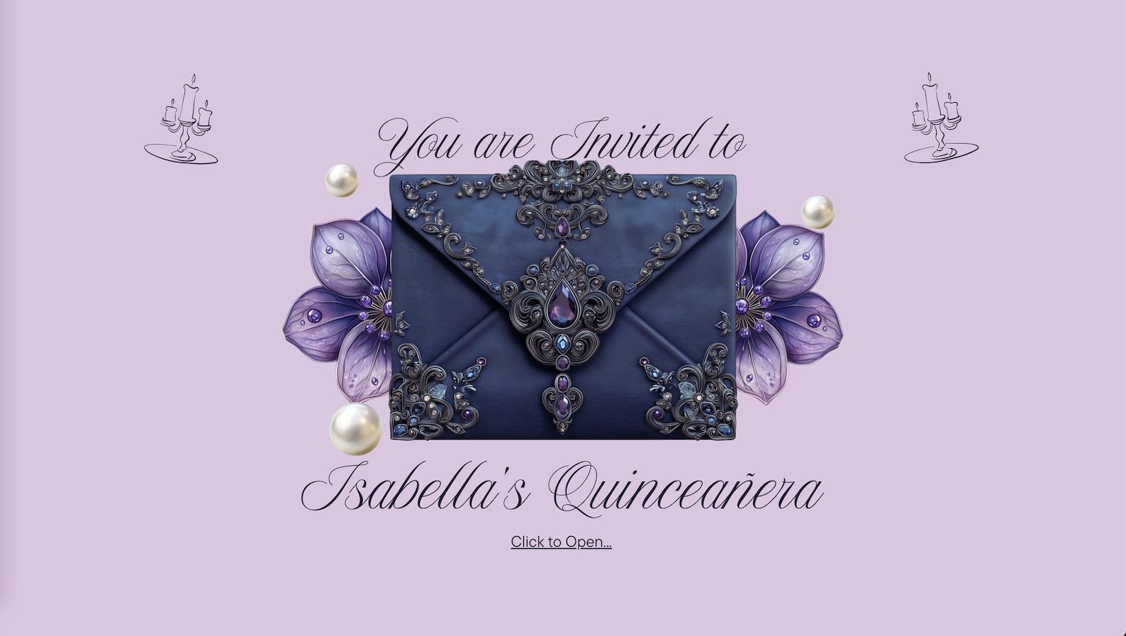 Lilac Purple Quinceañera Invitation, Royal Diamond XV Canva Template ...