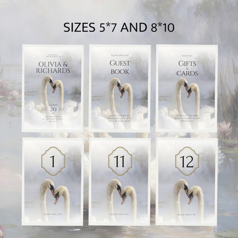 Elegant Swans Wedding Invitation Suite, Vintage European Style (canva ...