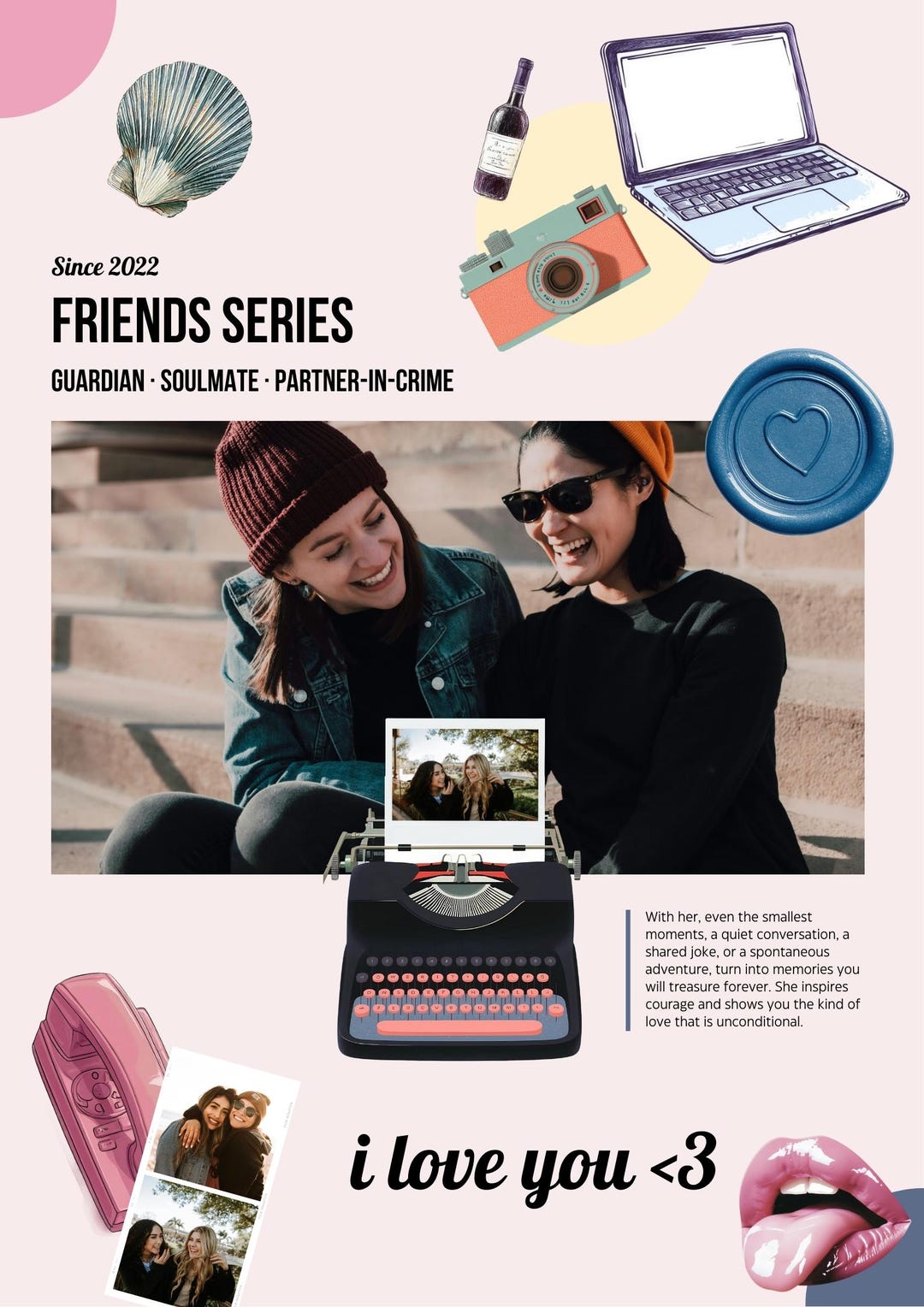 Customizable Bestie Photo Collage Poster, DIY Matchbox Art Print ...
