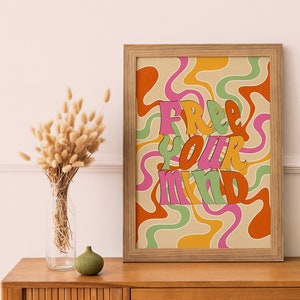 Psychedelic Home Decor, Vintage Poster, Mental Health Poster, 70s Decor ...