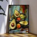 Retro Avocado Painting Art Print | Colorful Fruit Still Life Print ...