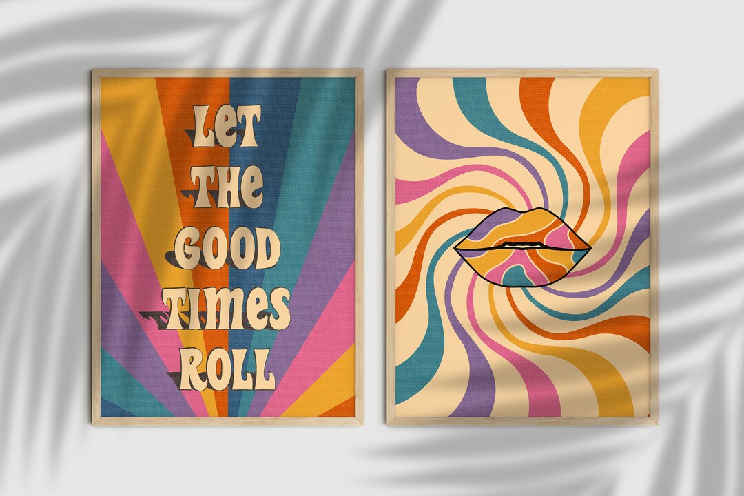 70s Decor, Psychedelic Poster Set, Aesthetic Room Decor, 70s Set of 2 ...