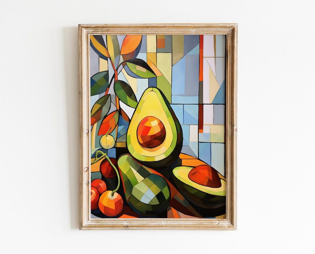 Retro Avocado Gemälde | Mid Century Moderne Kunst | Vintage Küche ...