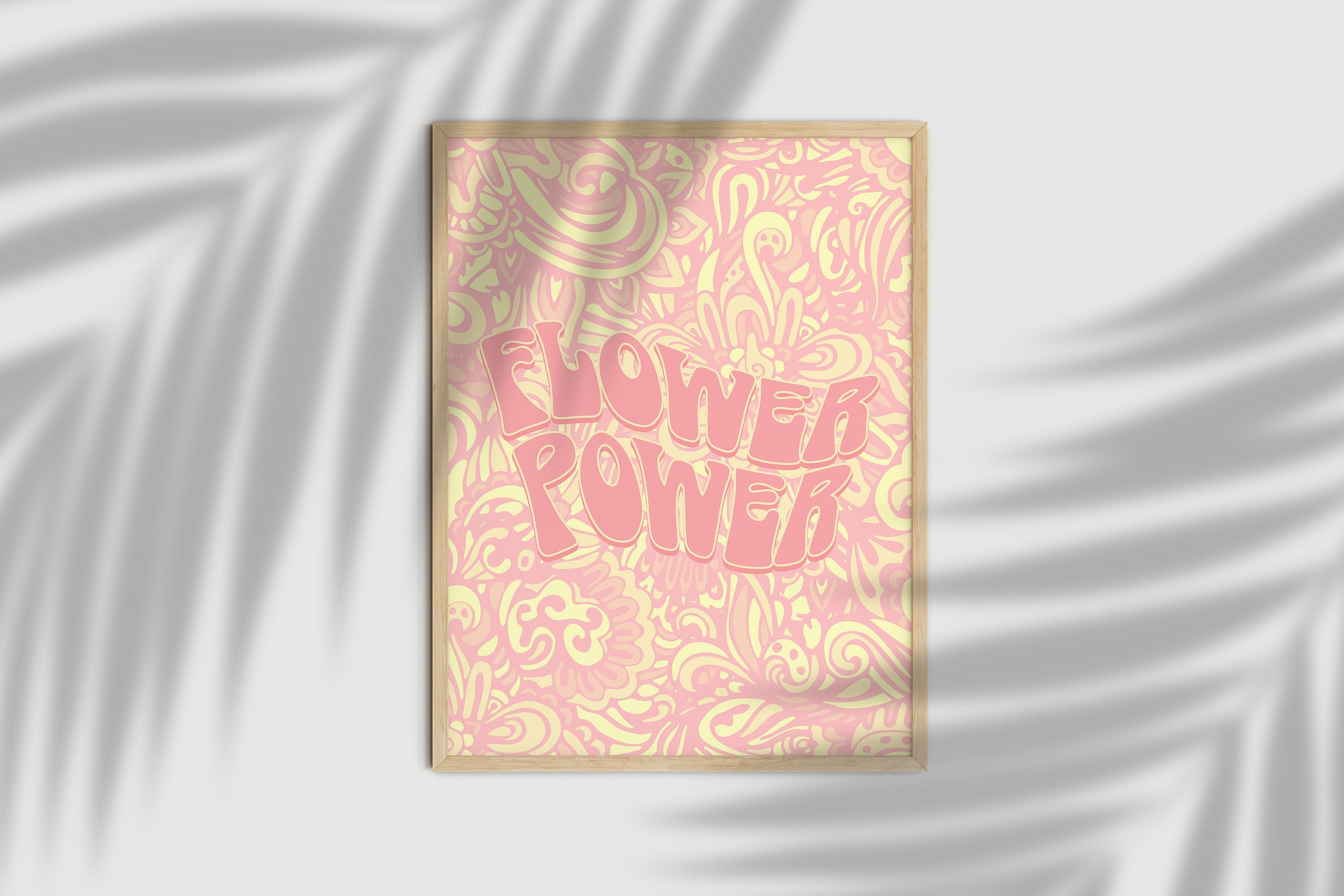 Flower Power 70s Floral Pattern Print 70s Retro Home Decor | Etsy