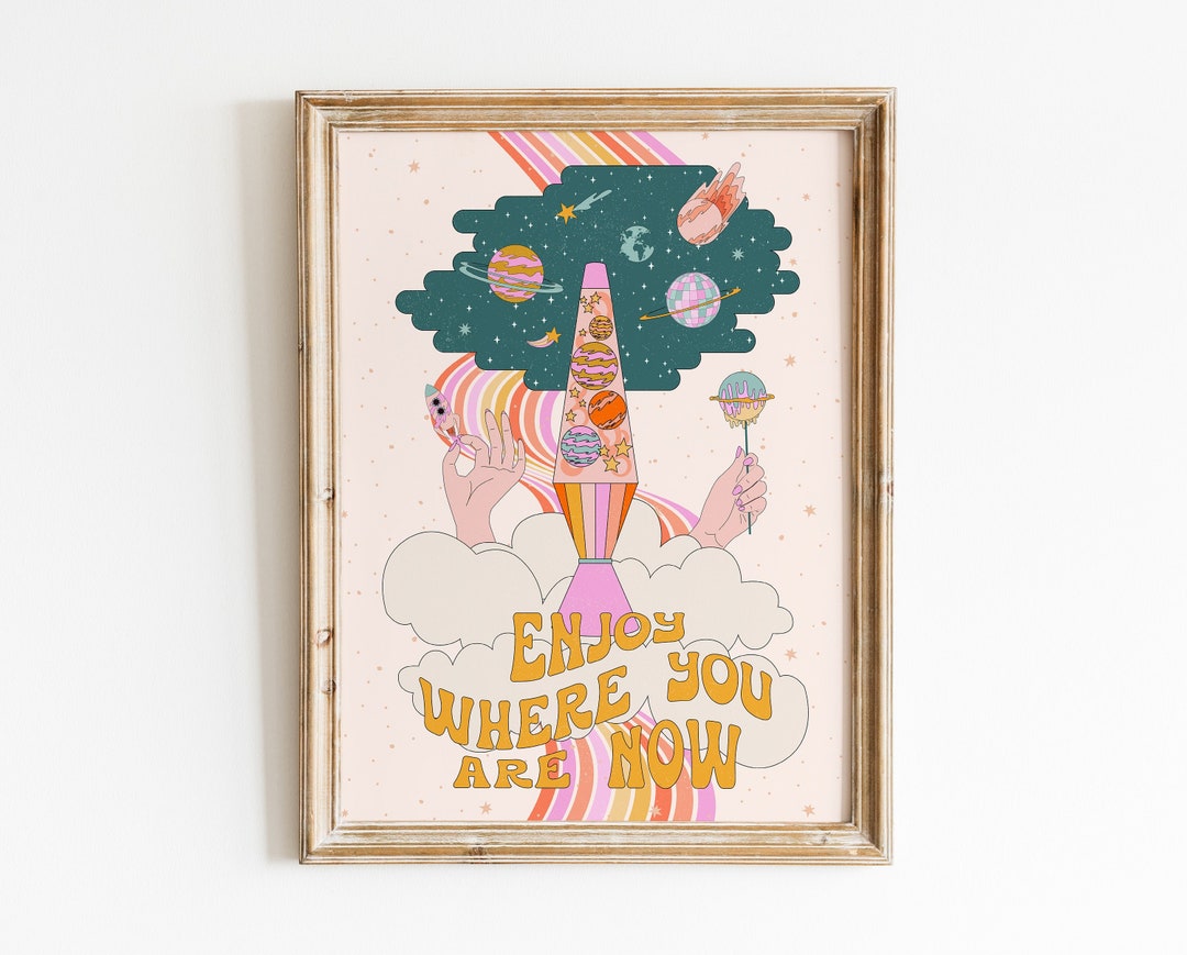 Retro Futuristic Print, Psychedelic Space Art, 70s Decor, Retro Space ...