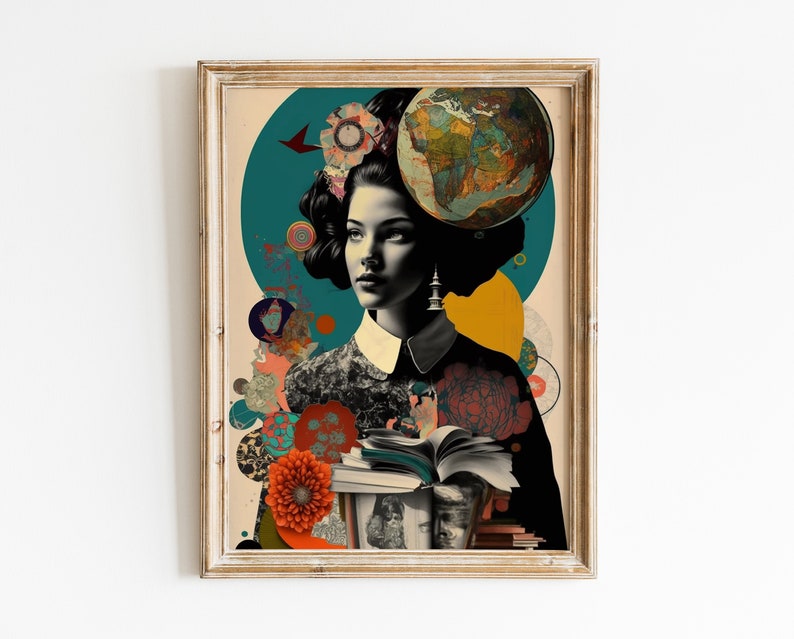 Altered Art Portrait Poster: Eclectic Maximalist Wall Decor - Etsy