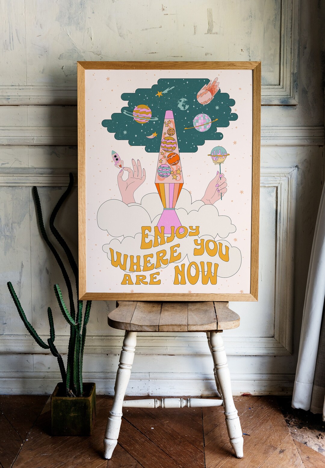 Funky Retro Print, Trippy Wall Art, Cosmic Art, 70s Decor, Space Poster ...