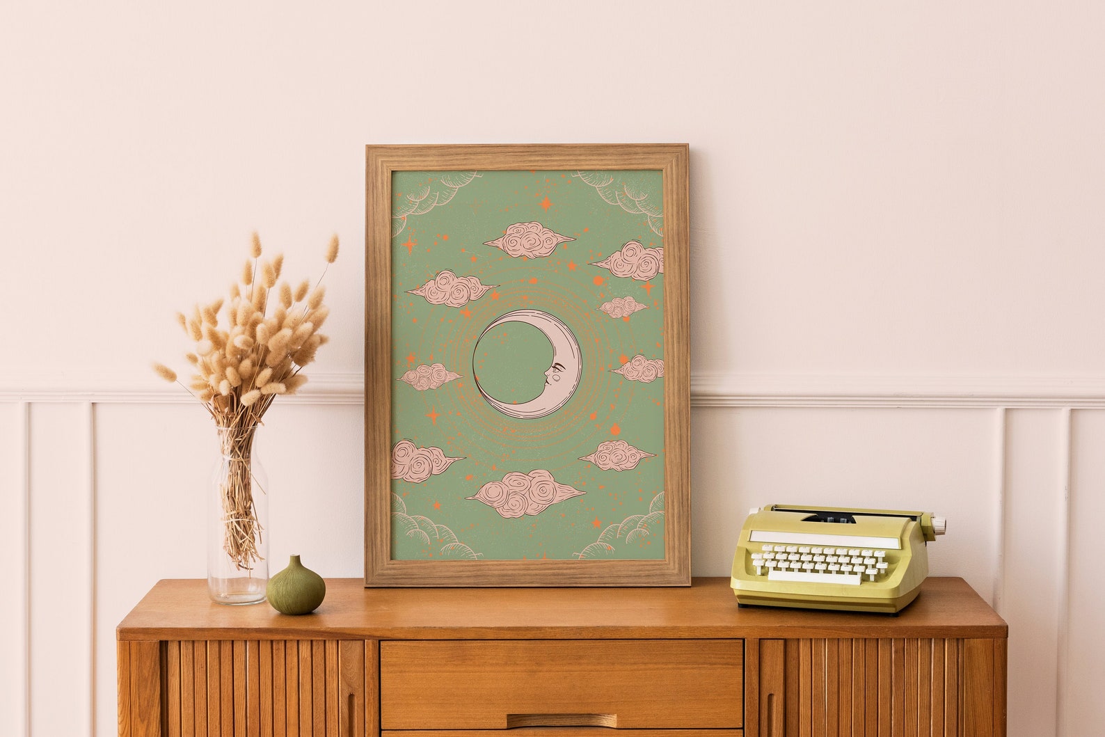 Vintage Poster, Moon Poster, 70s Decor, Retro Home Decor, Celestial ...