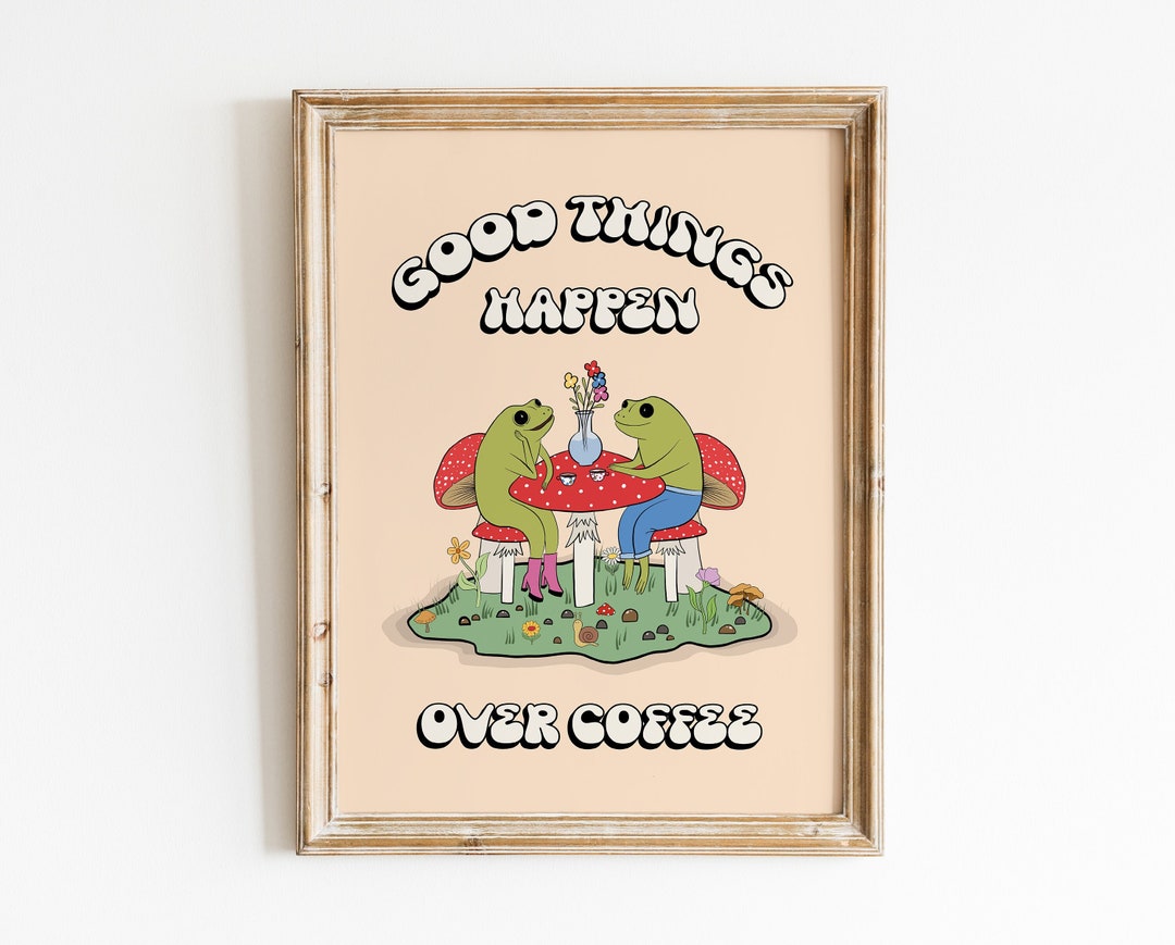 Frog and Toad Coffee Poster: 70s Cottagecore Wall Art - Etsy UK
