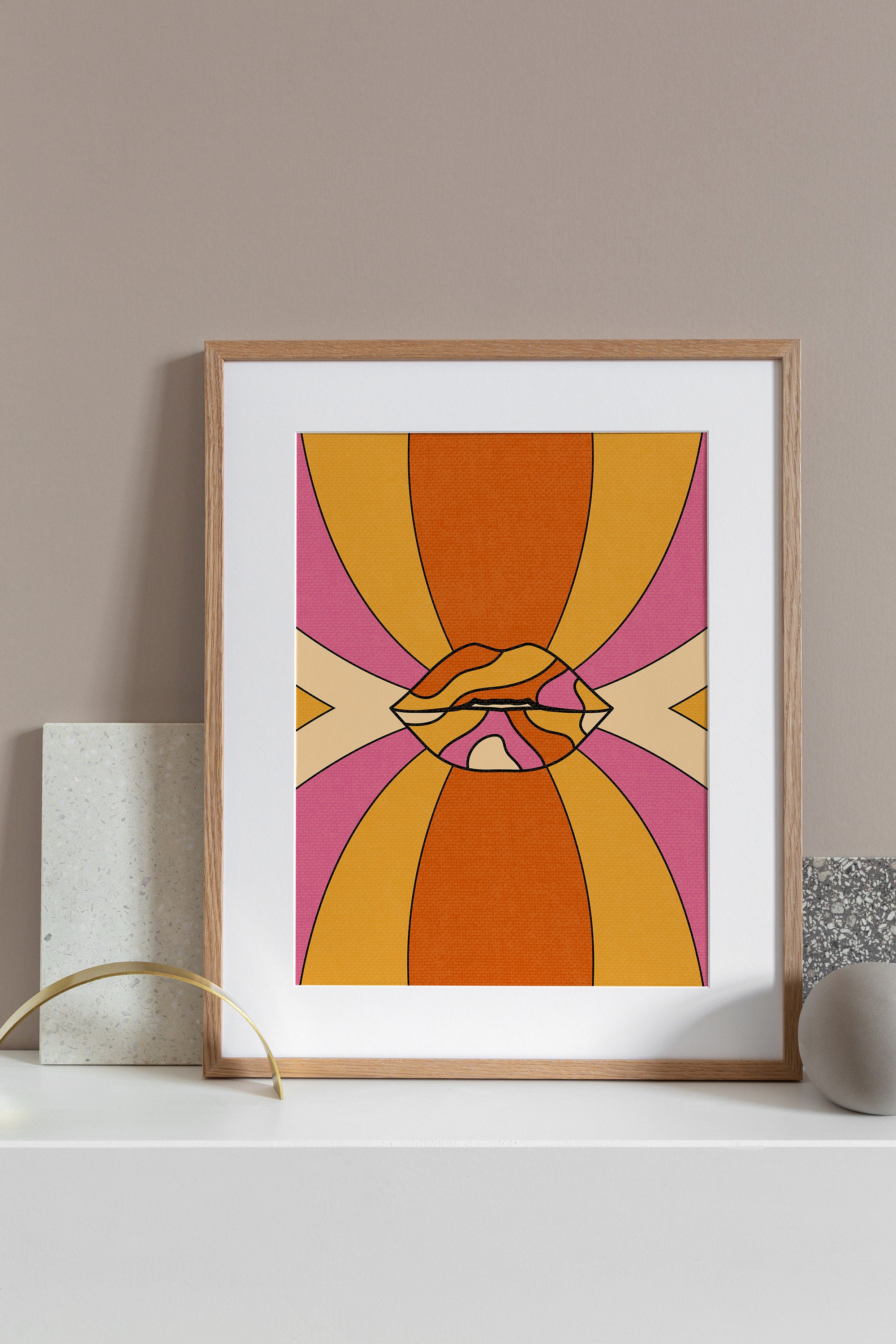 Colorful Lip Poster Retro 70s Home Decor Psychedelic Poster - Etsy