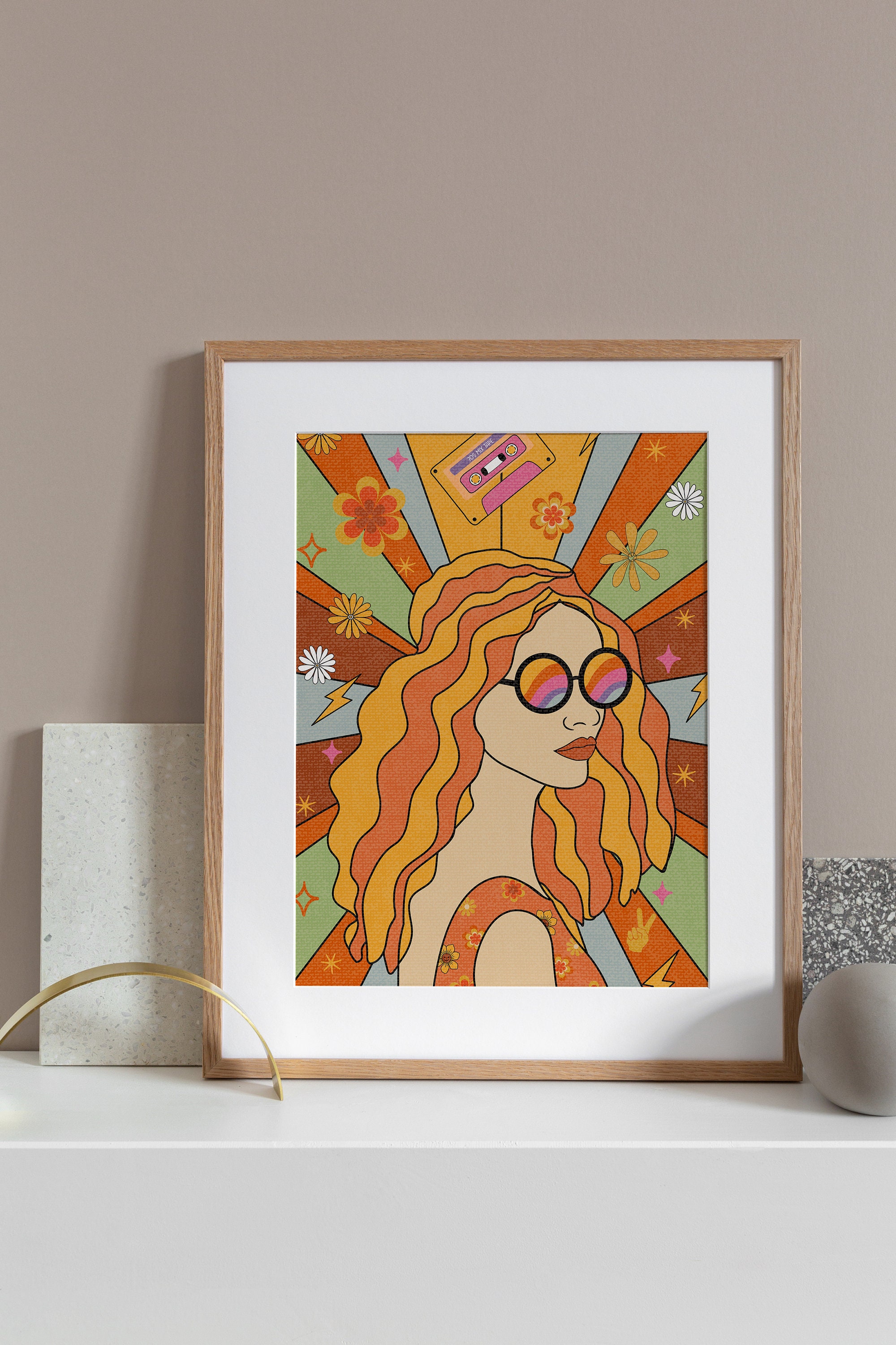 Retro 70s Home Decor 70s Colors 70s Floral Pattern Print - Etsy