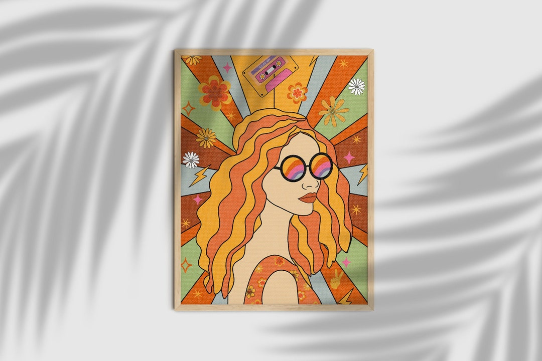 Retro 70s Home Decor, 70s Colors, 70s Floral Pattern Print, 70s Decor ...