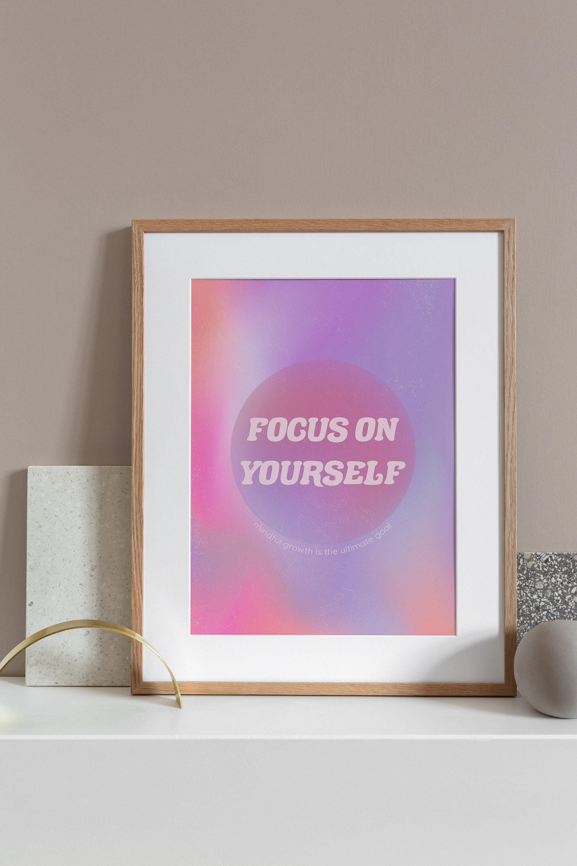 Gradient Art, Aura Poster, Mindful Quote, 70s Decor, Retro Gradient ...