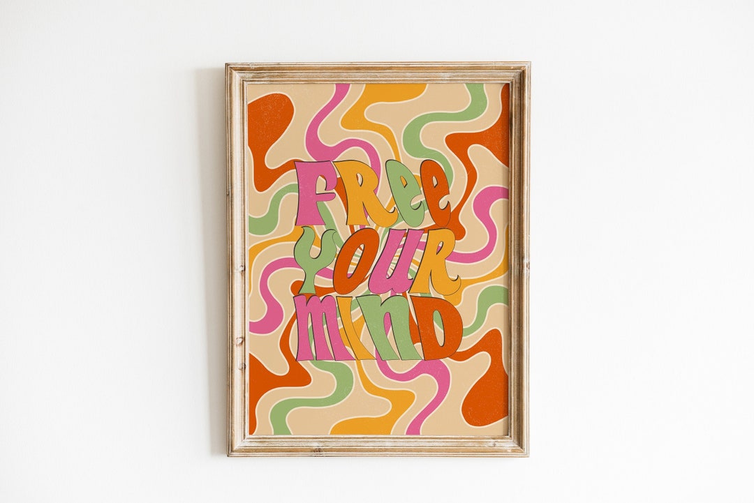 Psychedelic Home Decor, Vintage Poster, Mental Health Poster, 70s Decor ...