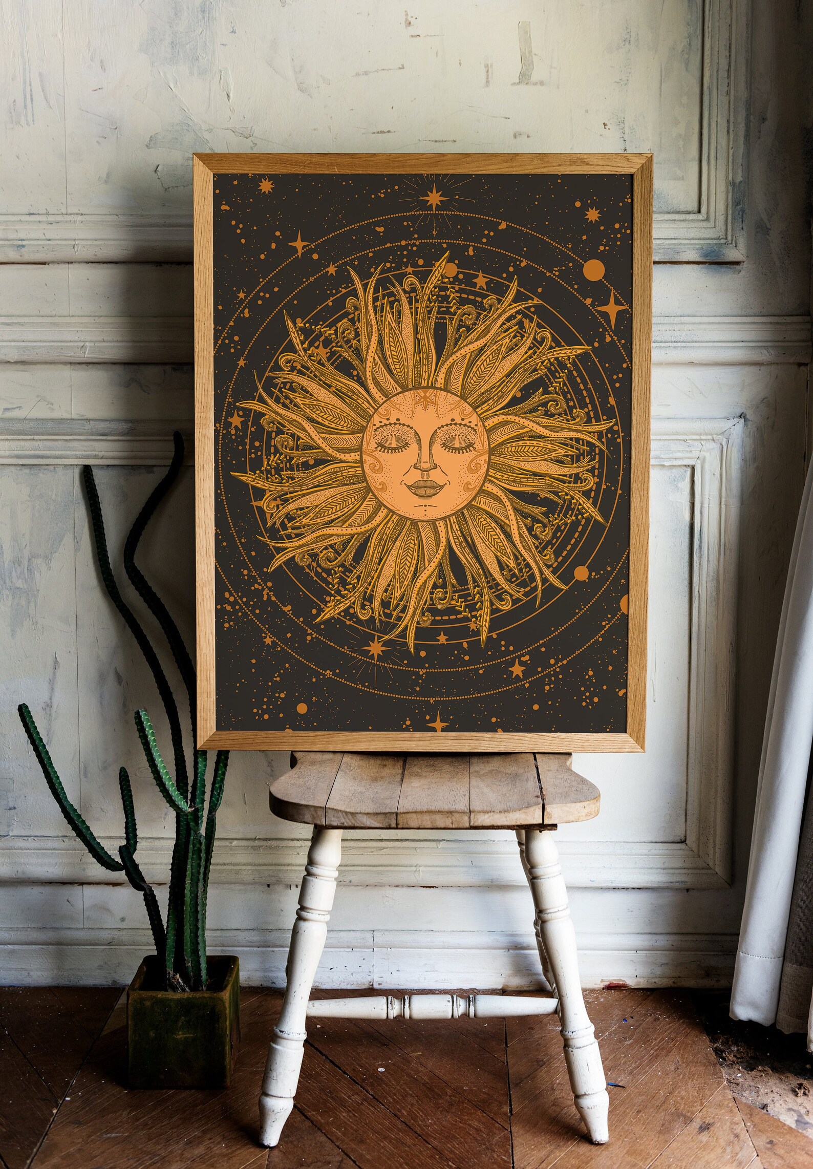 Sun Print Vintage Poster Celestial Decor 70s Home Decor - Etsy
