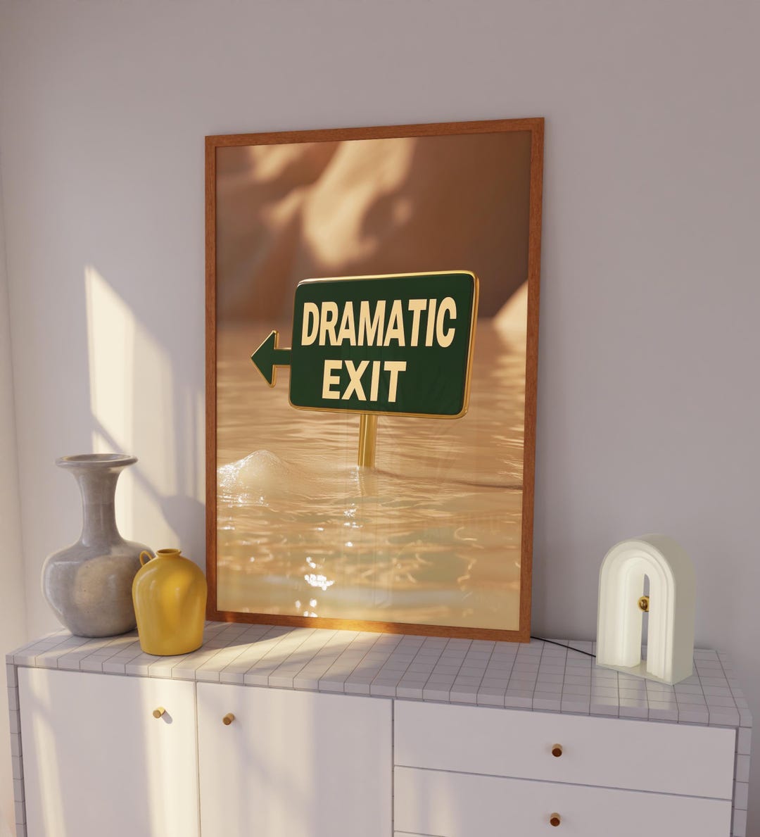 Dramatic Exit Sign Art Print: Retro Hallway Poster - Etsy