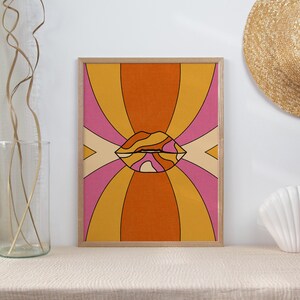 Colorful Lip Poster, Retro 70s Home Decor, Psychedelic Poster, Abstract ...