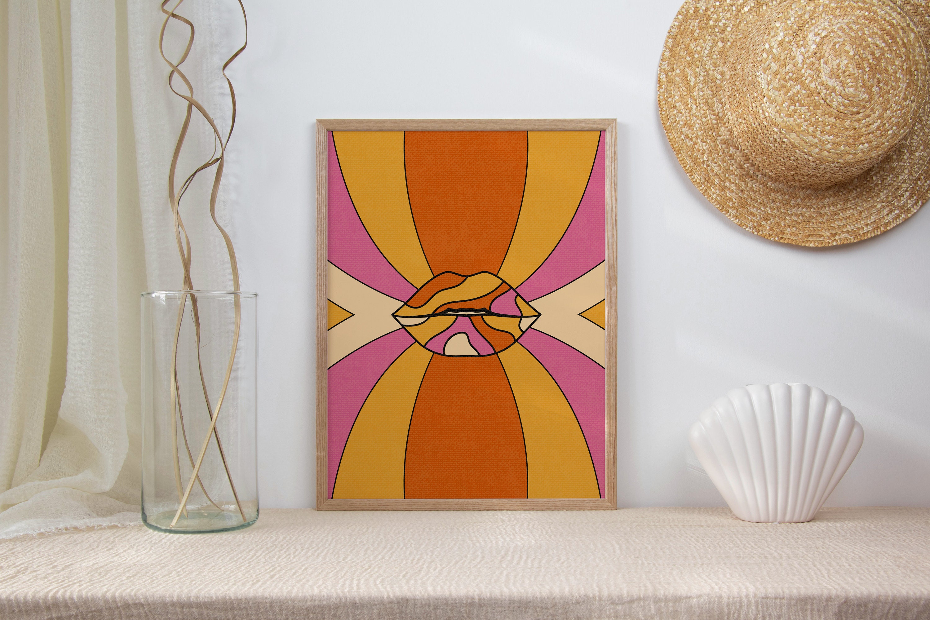 Colorful Lip Poster Retro 70s Home Decor Psychedelic Poster - Etsy