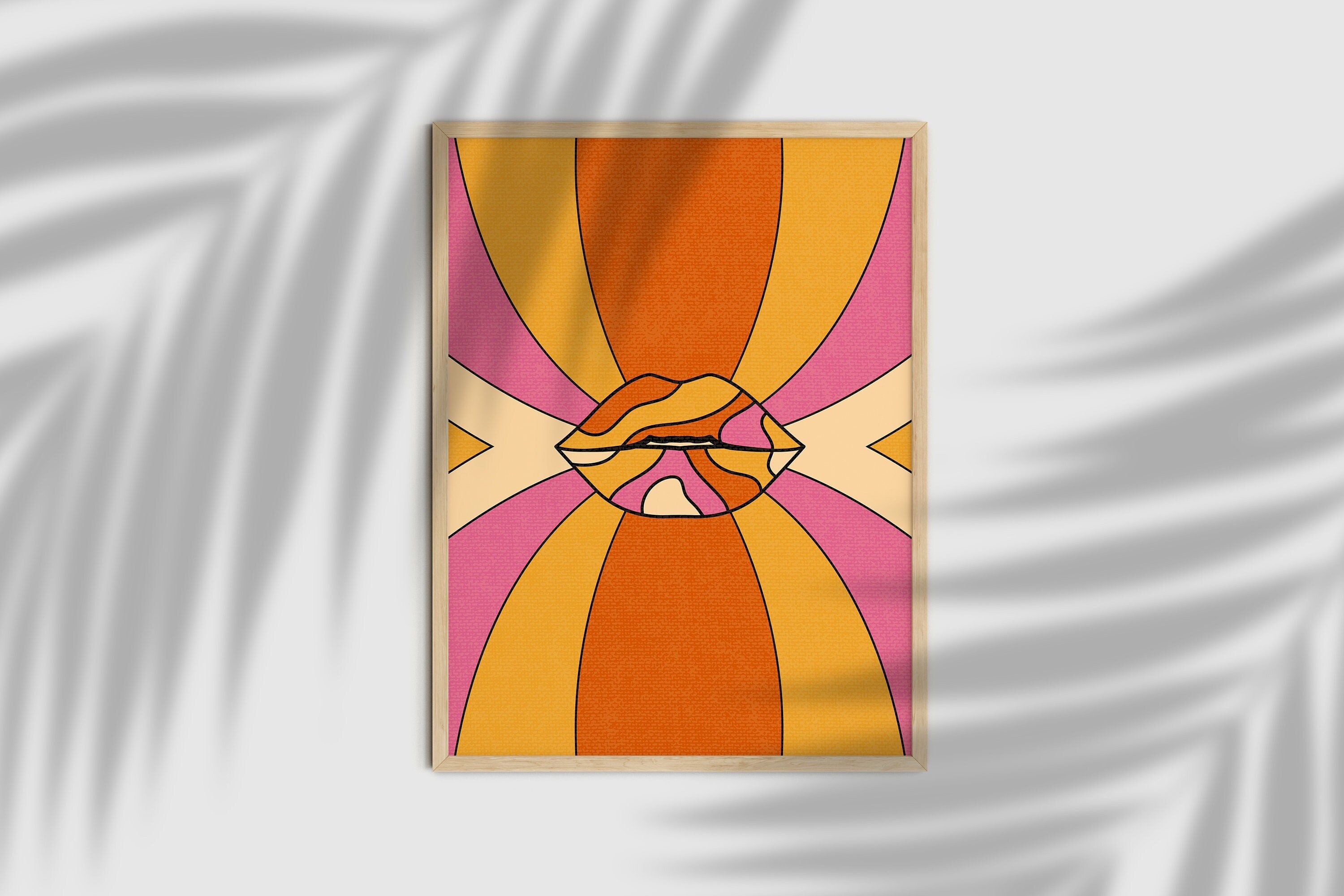 Colorful Lip Poster Retro 70s Home Decor Psychedelic Poster - Etsy