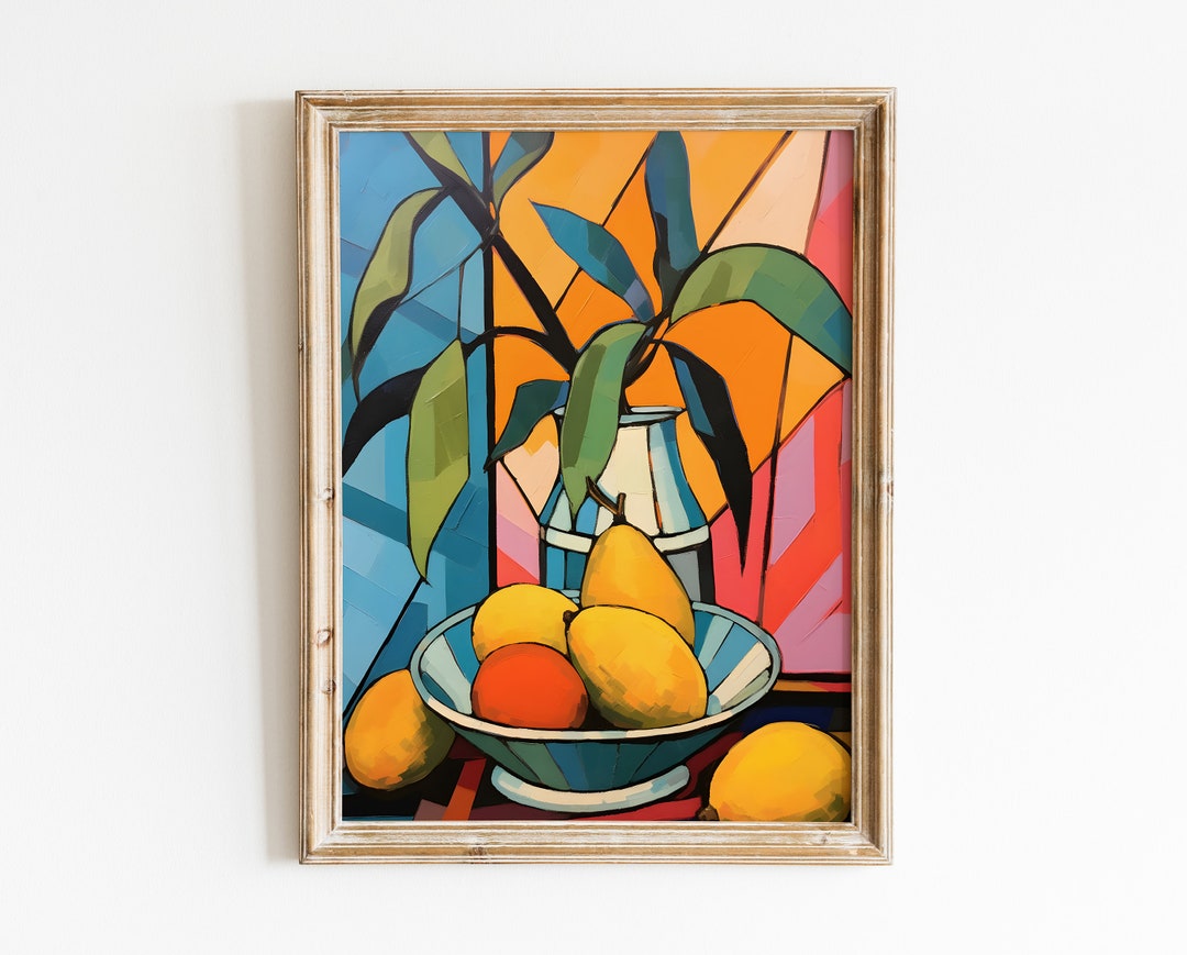 Colorful Fruit Still Life Art Print: Retro Kitchen Decor - Etsy
