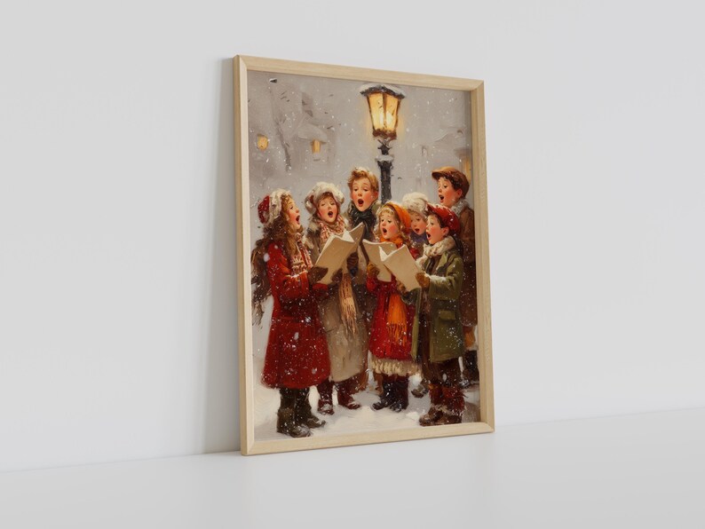 Vintage Christmas Carolers Poster, Classic Winter Scene Wall Art ...