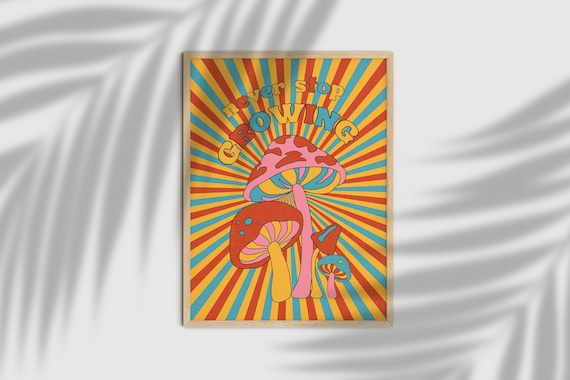 70s Art Mushroom Wall Decor Retro 70s Home Decor Hippie - Etsy