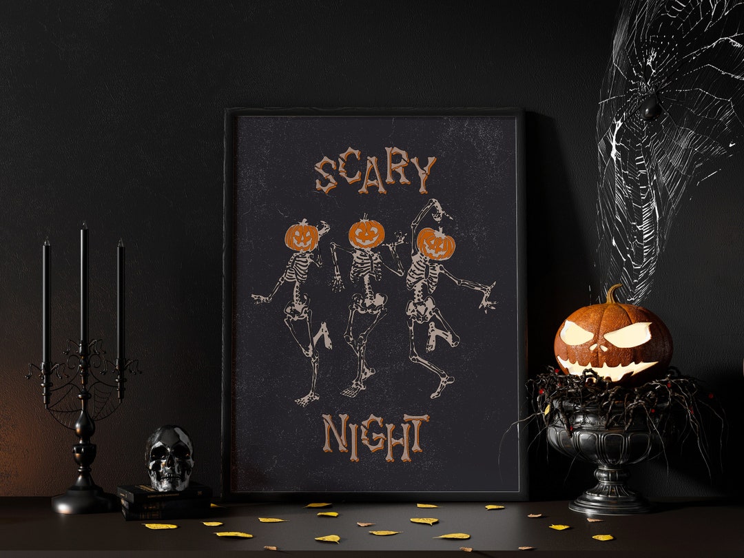 Dancing Skeleton Halloween Art Print: Vintage Halloween Decor - Etsy
