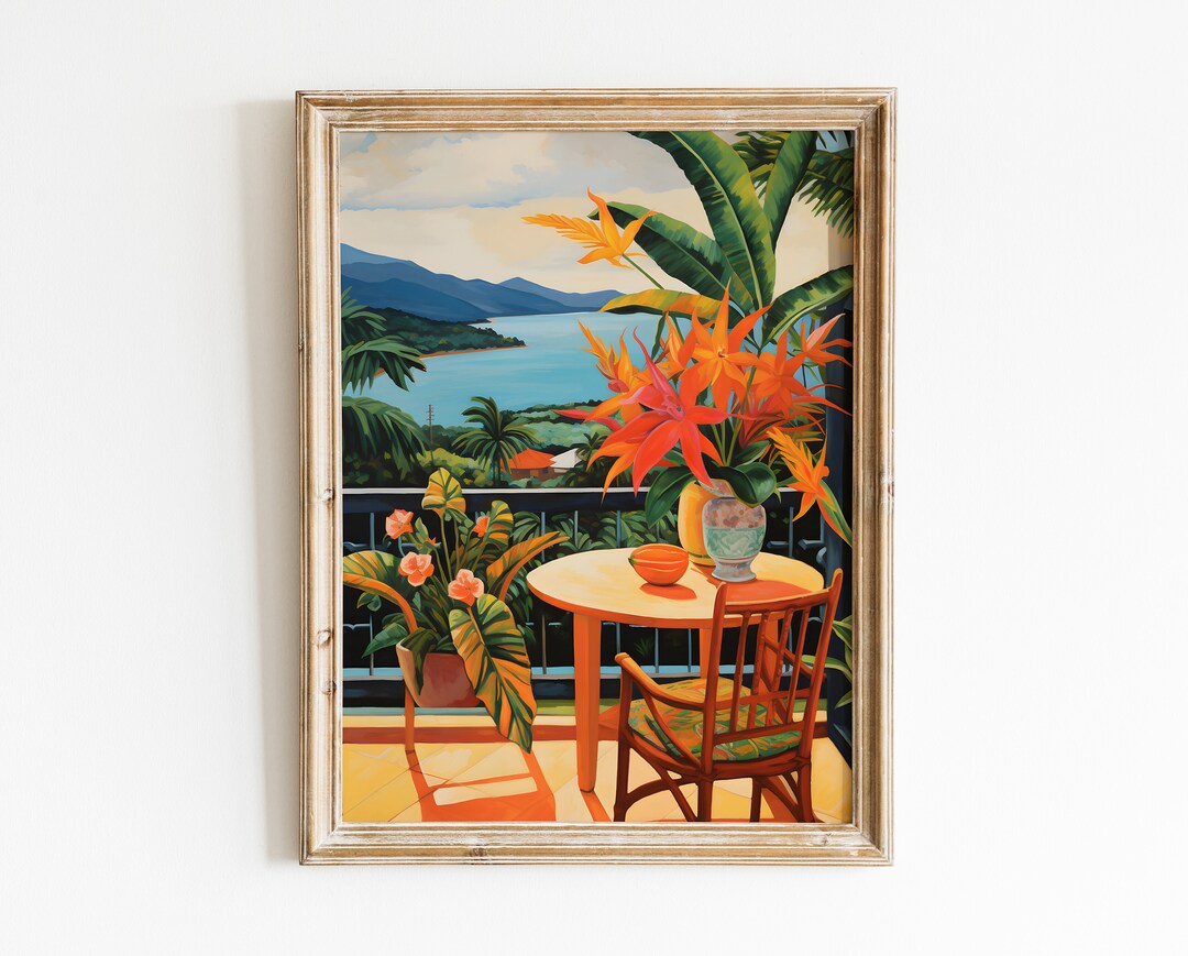 Tropical Still Life Art Print: 70s Retro Landscape Poster - Etsy
