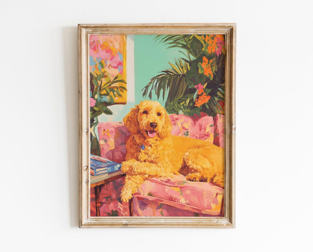 Maximalist Printable Dog Poster, Preppy Aesthetic Wall Art ...