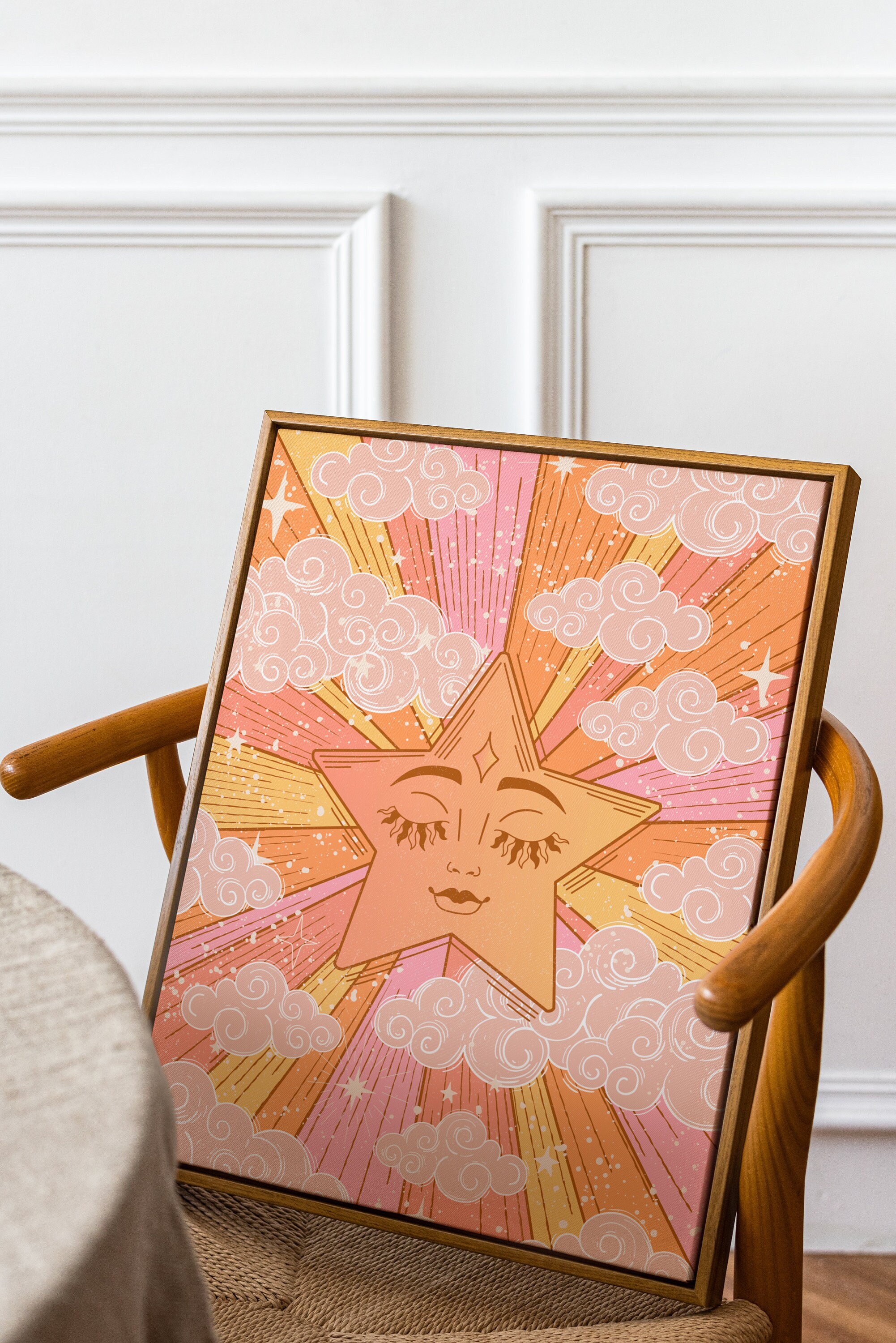 70s Star Wall Art Retro Downloadable Print Vintage Star - Etsy