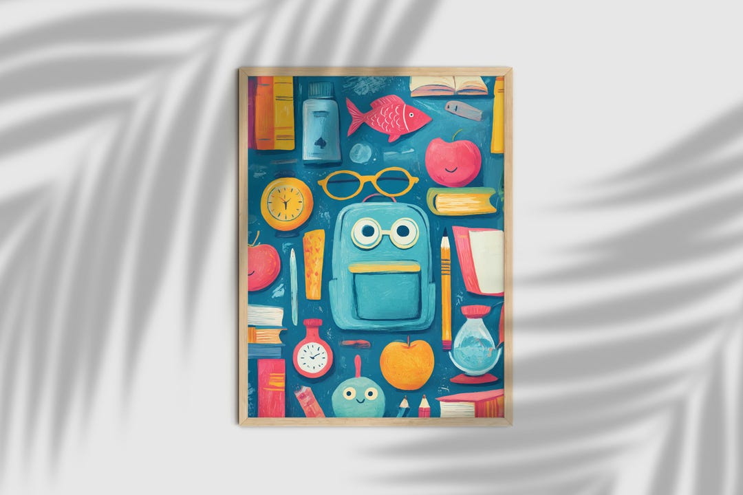 Whimsical Back to School Art Print: Kids Room, Classroom Decor (digital ...