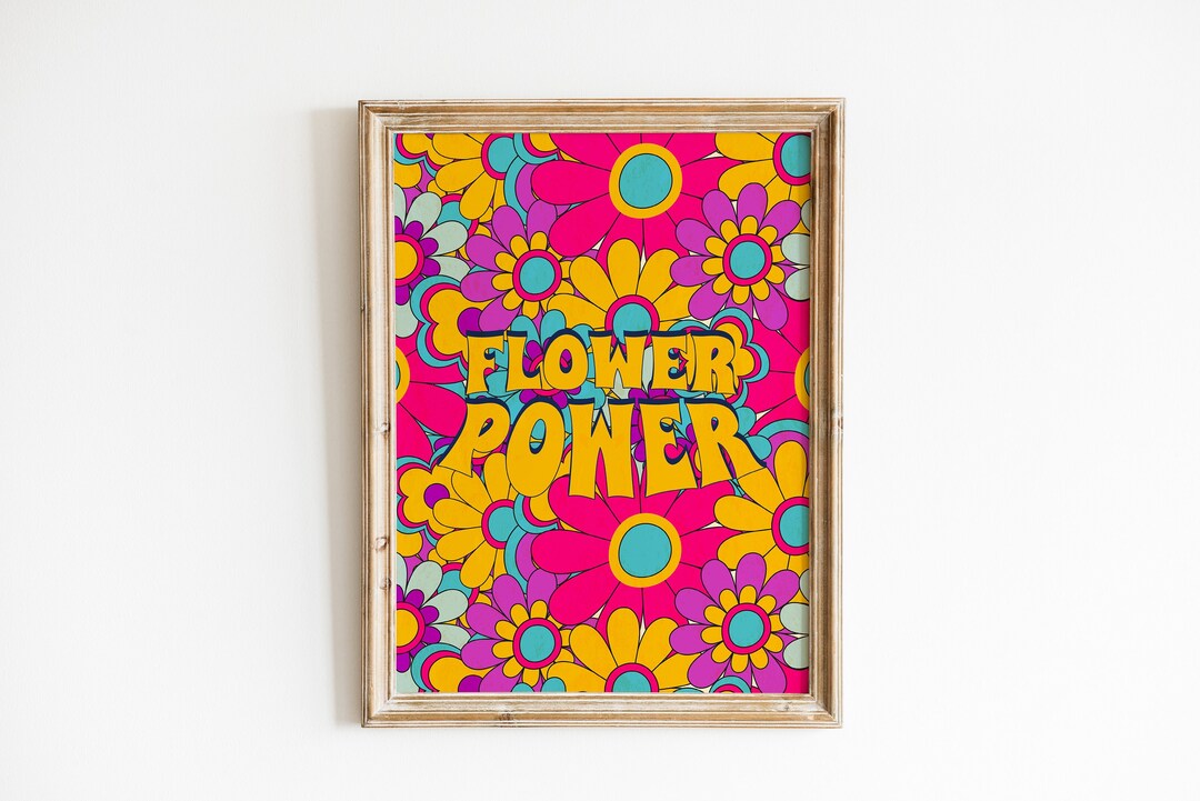 70er Flower Power Print: Retro Floral Psychedelische Kunst (Digitaler ...
