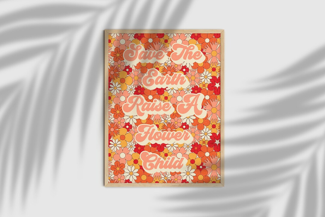 70s Floral Print: Retro Flower Child Art, Colorful Home Decor (digital ...