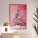 Preppy Pink Christmas Tree Print, Colorful Modern Christmas Tree Poster ...