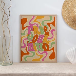 Psychedelic Home Decor, Vintage Poster, Mental Health Poster, 70s Decor ...