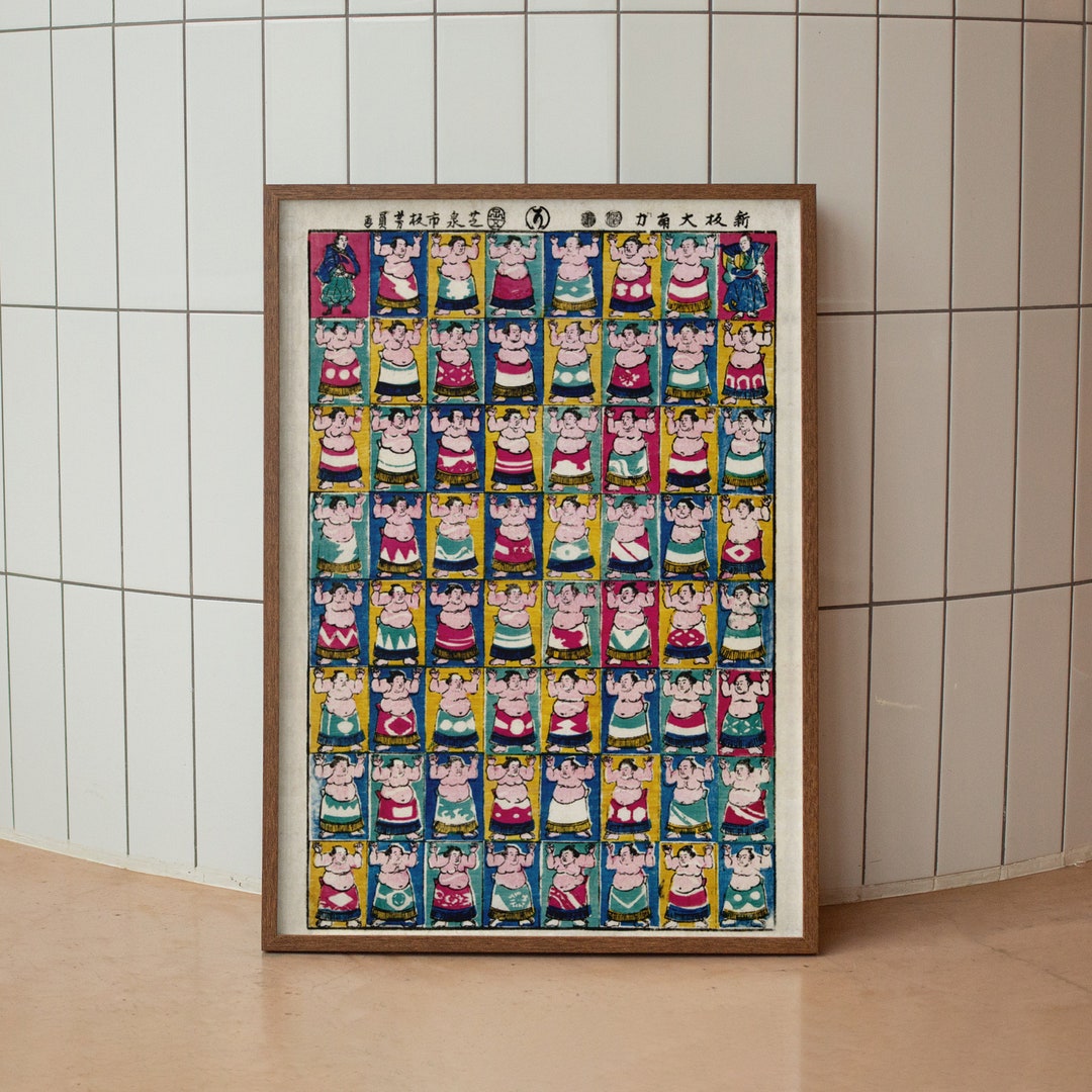 Japanese Poster Sumo Wrestlers by Utagawa Yoshikazu, Japanese Print ...