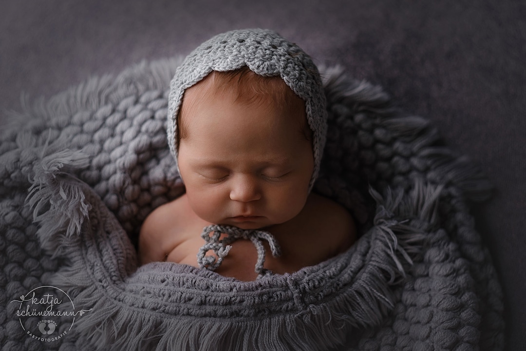 MIMI BONNET for Newborn Session, Hand Knitted Vintage Bonnet, Newborn ...