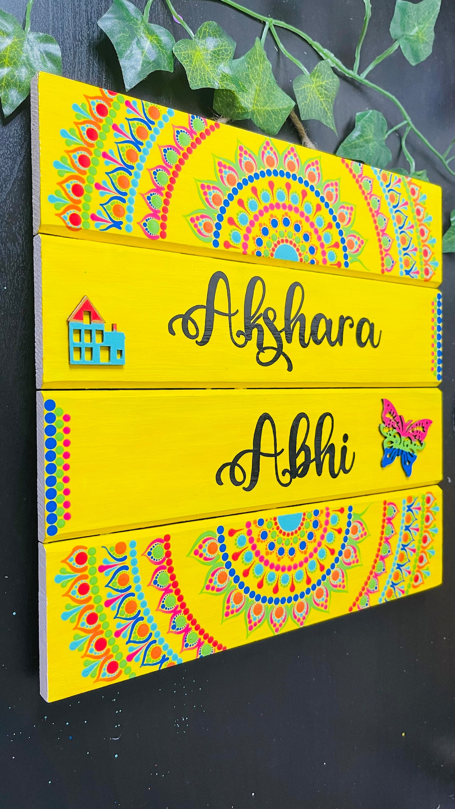 Hand Painted Mandala NAME Art Board door/wall Hanging - Etsy