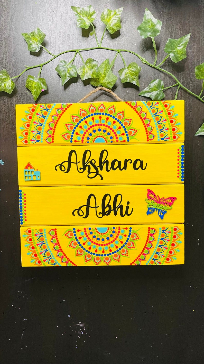 Hand Painted Mandala NAME Art Board door/wall Hanging - Etsy