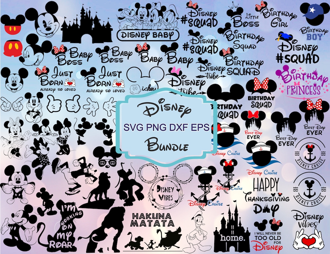 50+ Bundle Svg Png DXF Eps Cricut Printable Clipart Silhouette, Mouse ...
