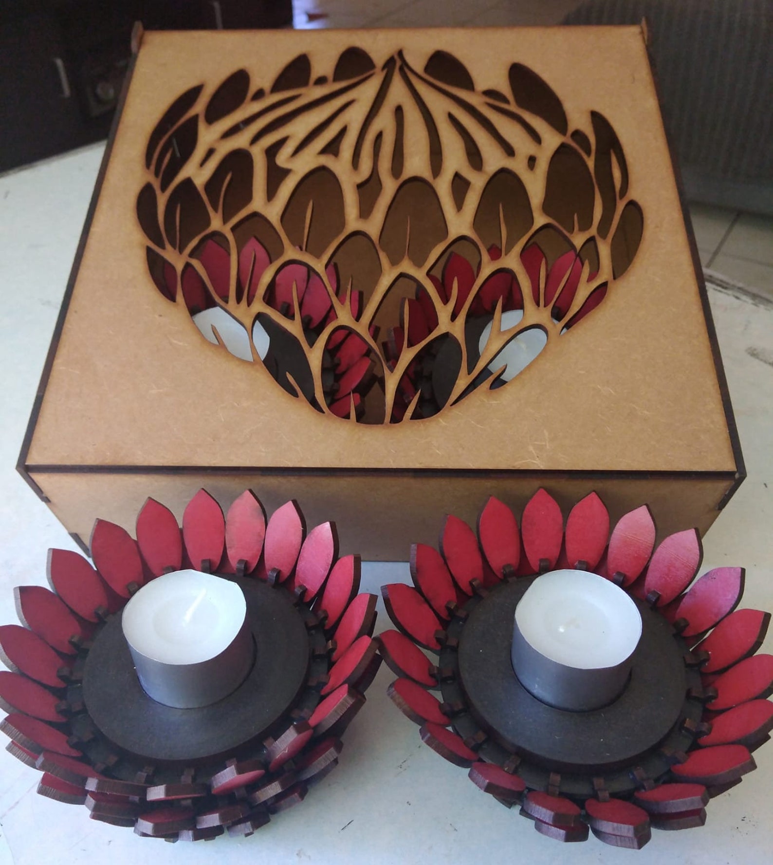 Protea Box With Candle Holders - Download File - Etsy