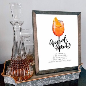 Aperol Spritz Cocktail | Instant Download | Drink Recipe | Bar Sign ...