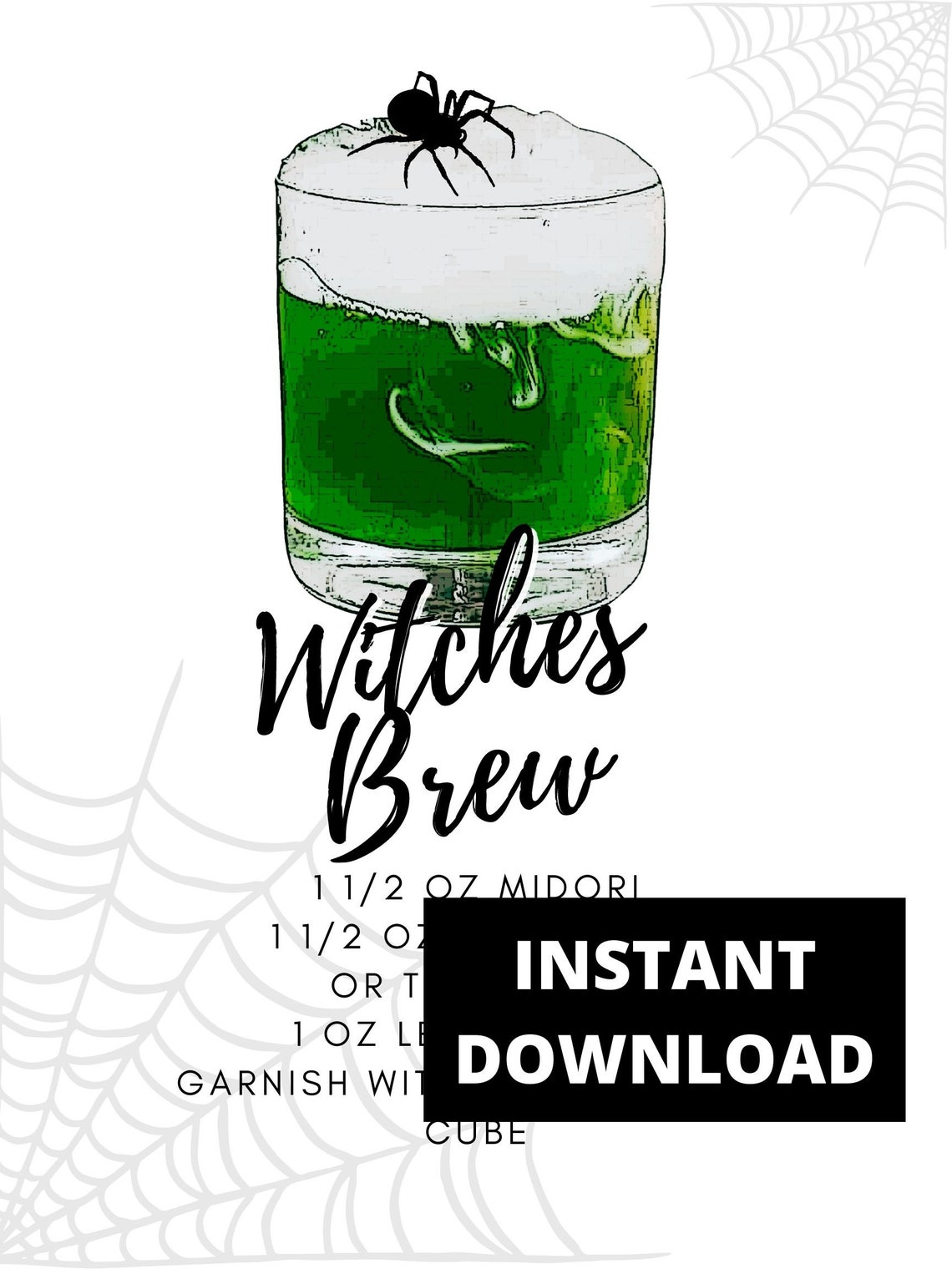 Witches Brew Halloween Drink Recipe | Instant Download | Bar Sign ...