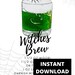 Witches Brew Halloween Drink Recipe | Instant Download | Bar Sign ...