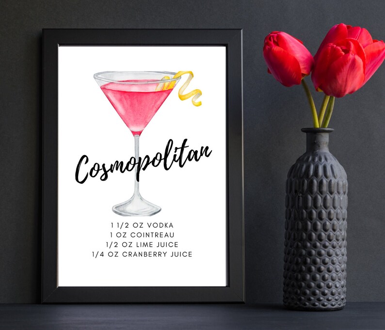 Cosmopolitan | Instant Download | Drink Recipe | Bar Sign | Cocktail ...